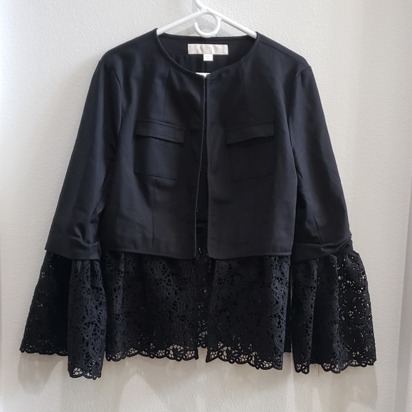 Boston Proper | Jackets & Coats | Boston Proper Black Lace Trimmed ...